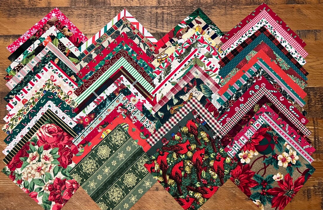 55 5x5 Christmas Squares, Charm Pack for Quilting, Junk Journals, Slow ...