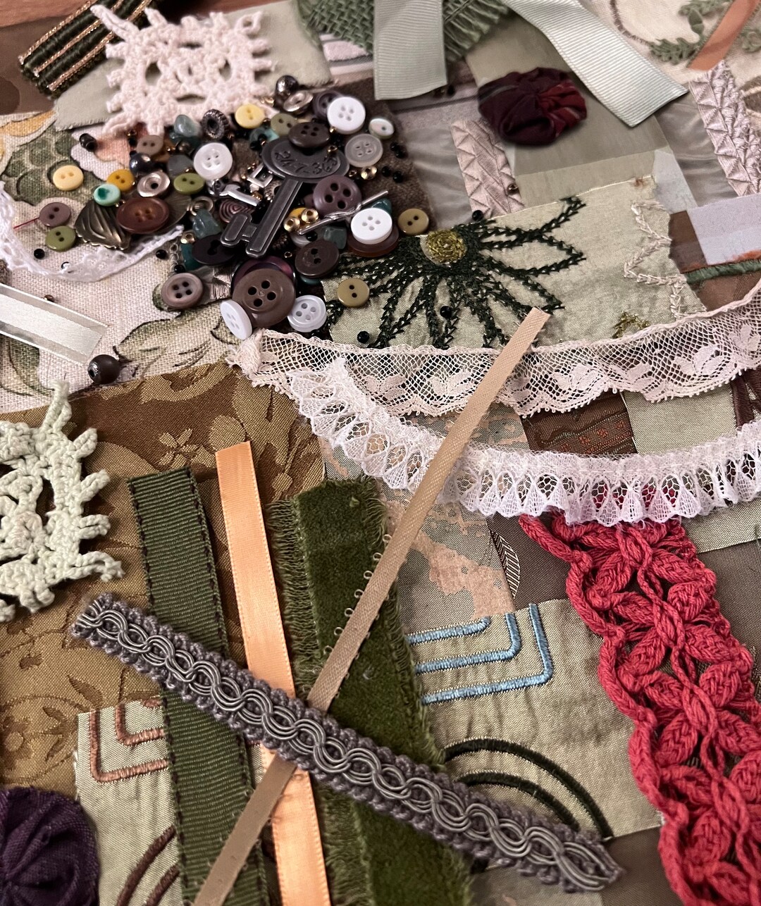 Sage Green Slow Stitch Kit With Upcycled Materials, Stitch Bundle for ...