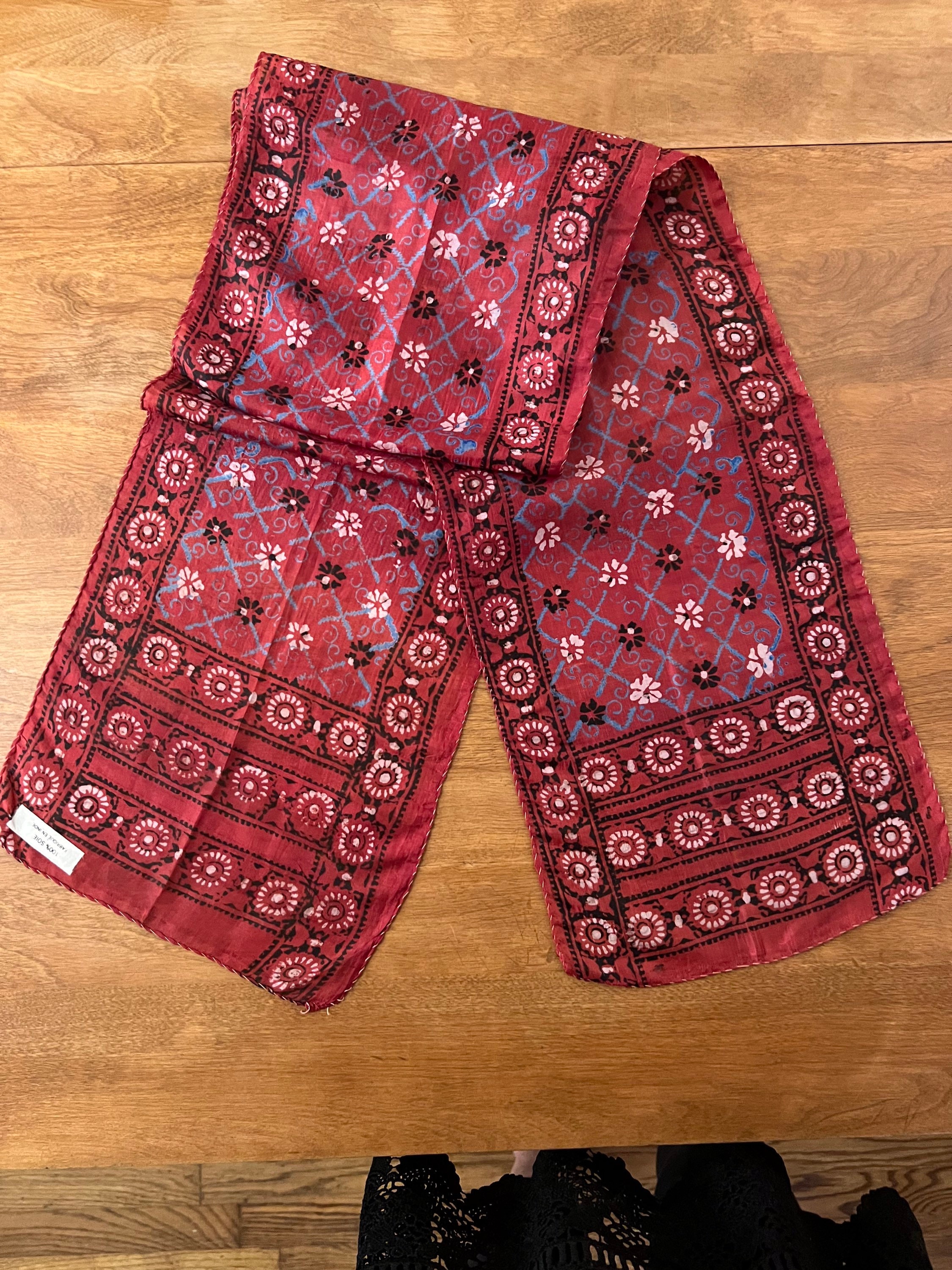 Indian Scarf, Pretty Red Vintage Head Scarf - Etsy