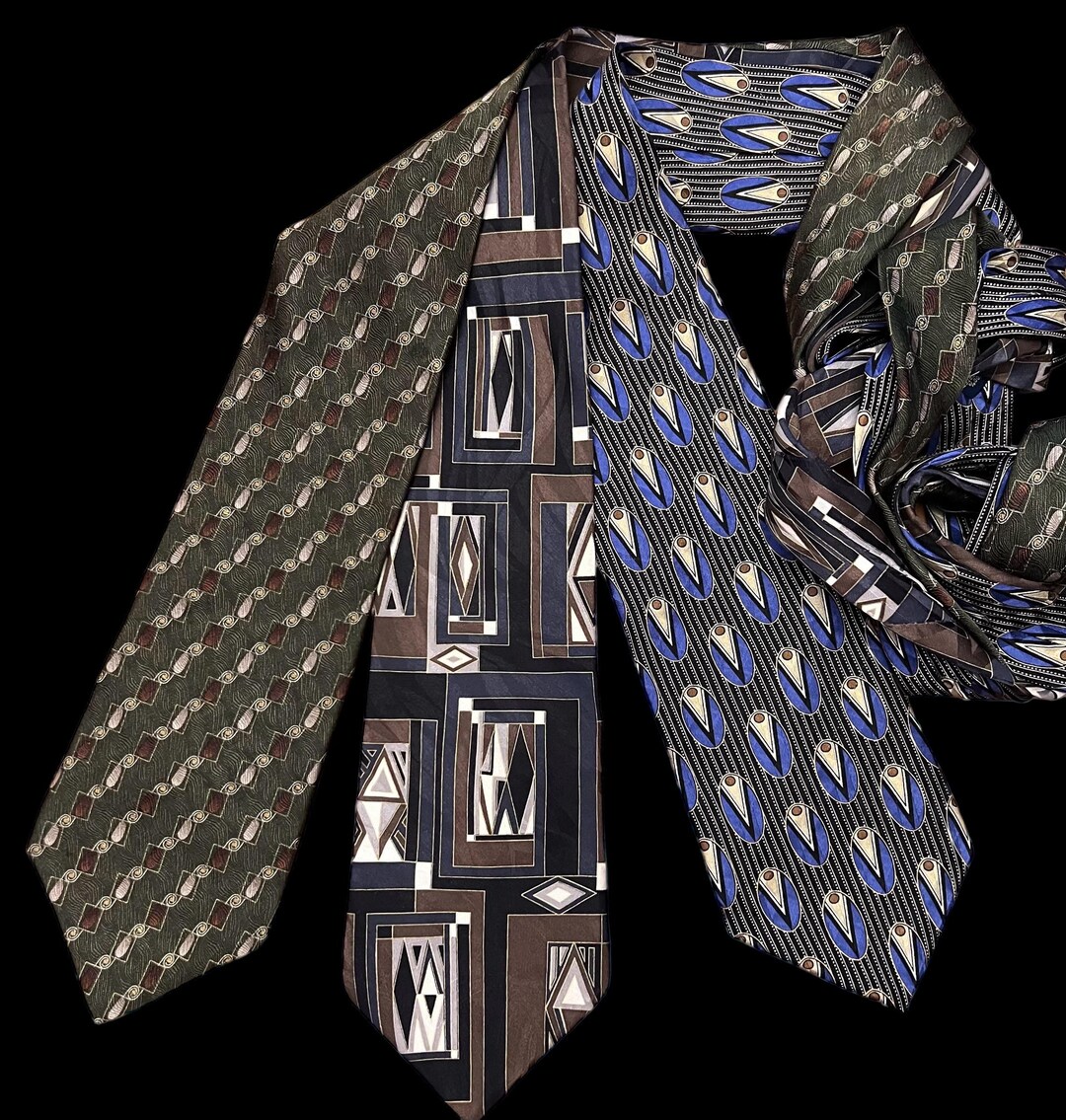 Men’s Vintage Art Deco Prints Ties Extra Long Ties - Etsy