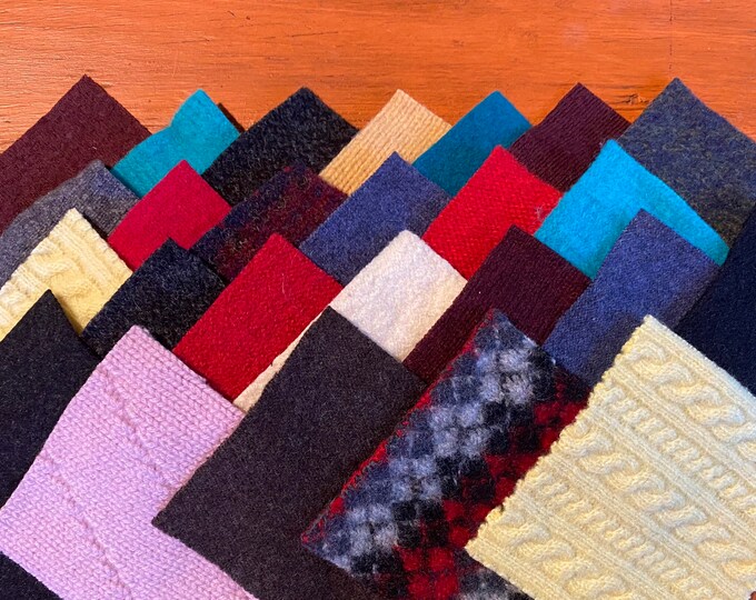 4x4 Felted Wool Squares, Reclaimed, 25 Pieces for Wool Appliqué and ...