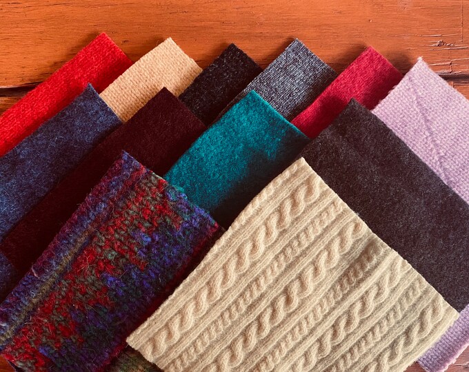 6x6 Felted Wool Squares, Reclaimed, 12 Pieces for Wool Appliqué and ...