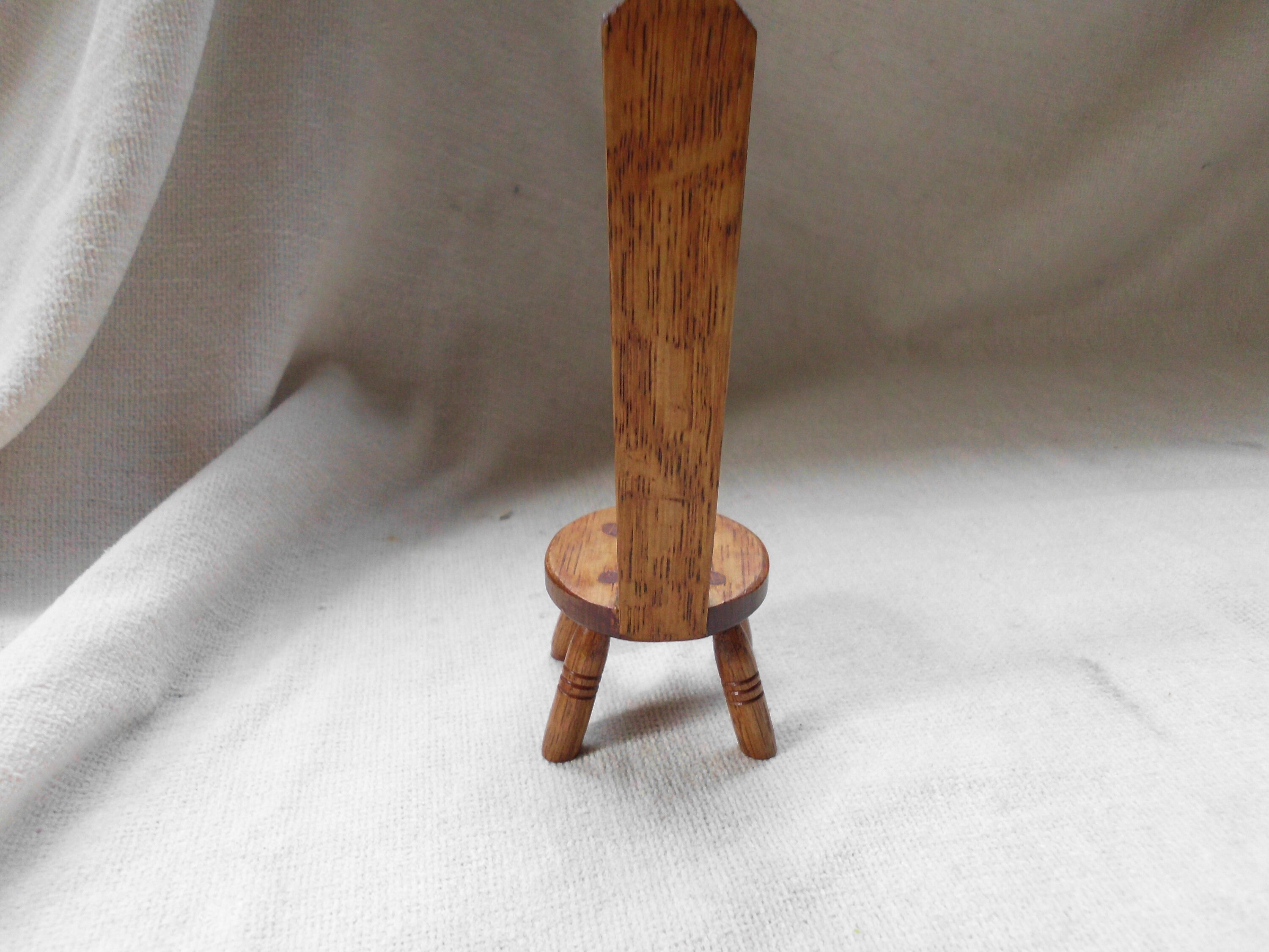 Miniature Wooden Spinning Wheel Chair With High Back Handmade 1960s Era ...