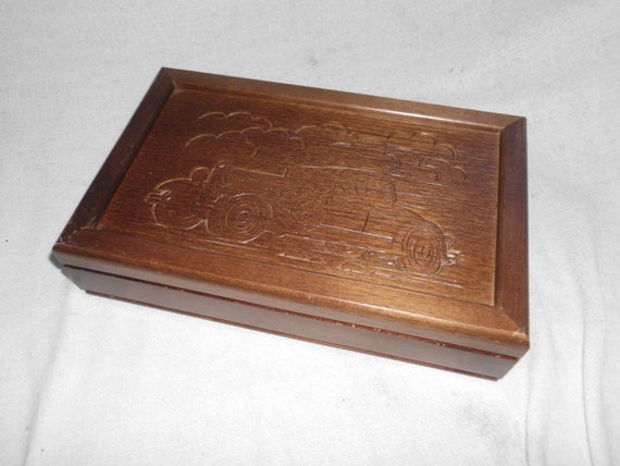 Gents Dressing Room Table Wooden Jewellery Box Vintag… - Gem