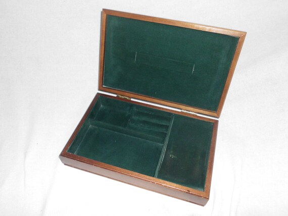 Gents Dressing Room Table Wooden Jewellery Box Vintag… - Gem