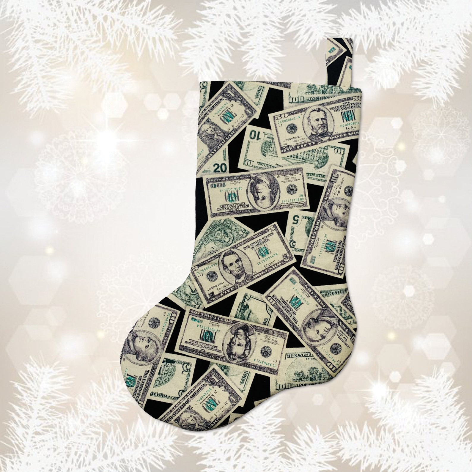 Money Christmas Stocking With Custom Name - Etsy