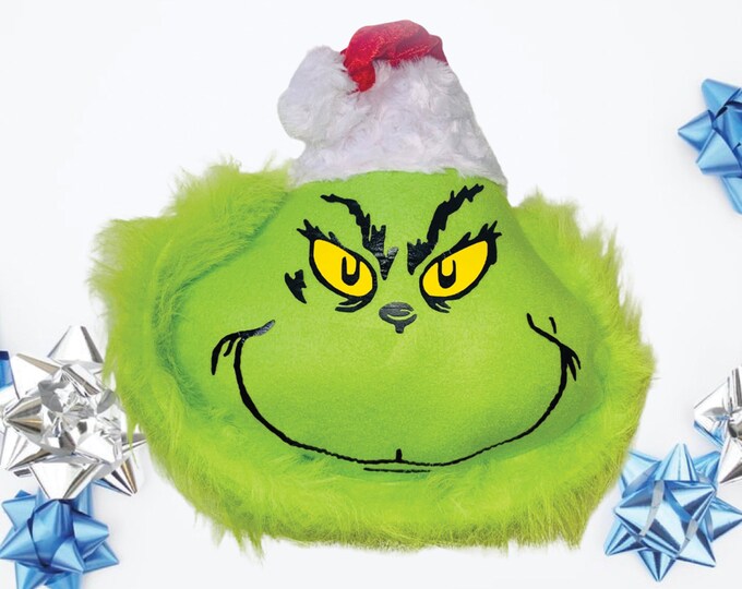 Grinch Head Slide-on Tree Topper With Fur - Etsy