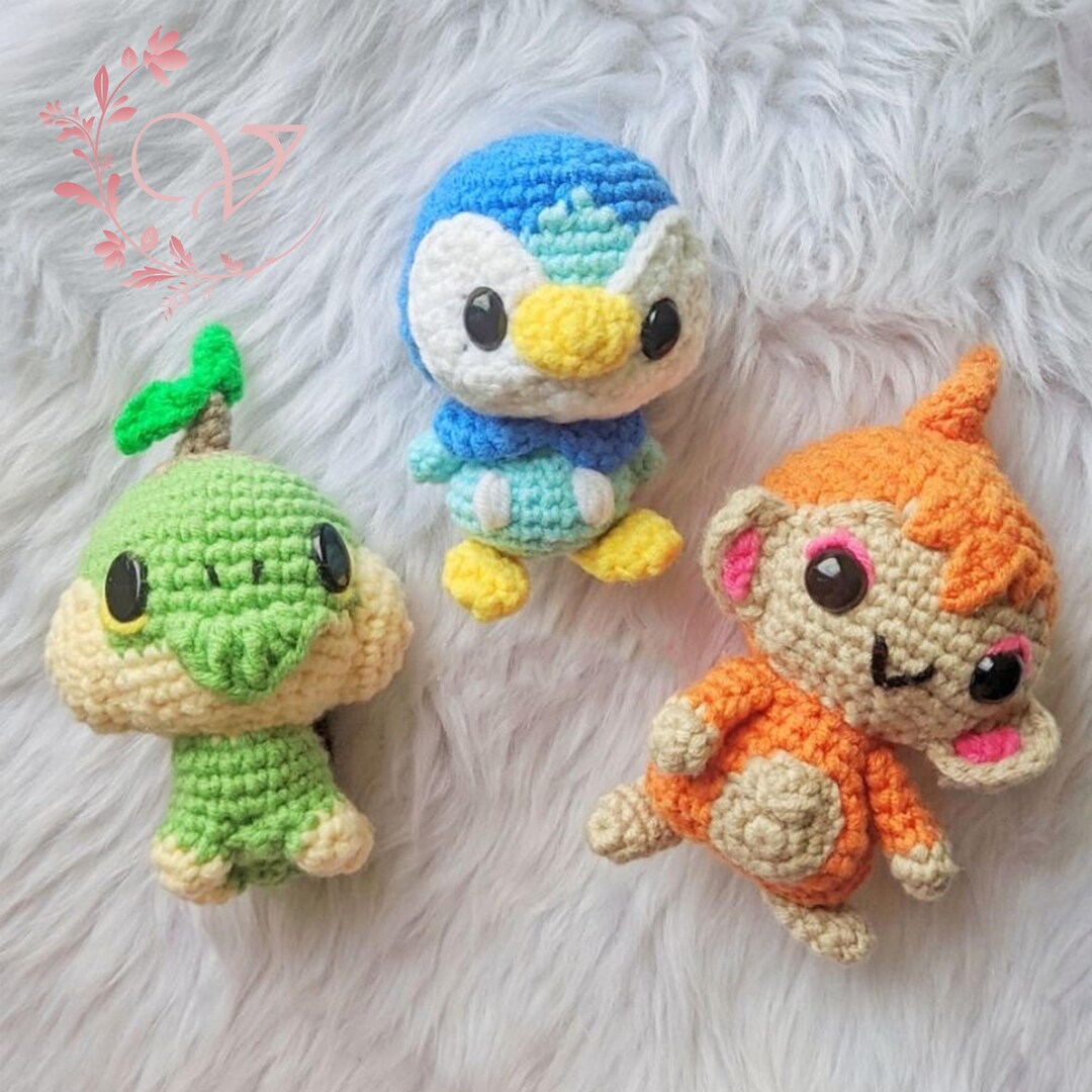 Fanmade PKM Amigurumi - Piplup Chimchar Turtwig Crochet Doll Amigurumi ...