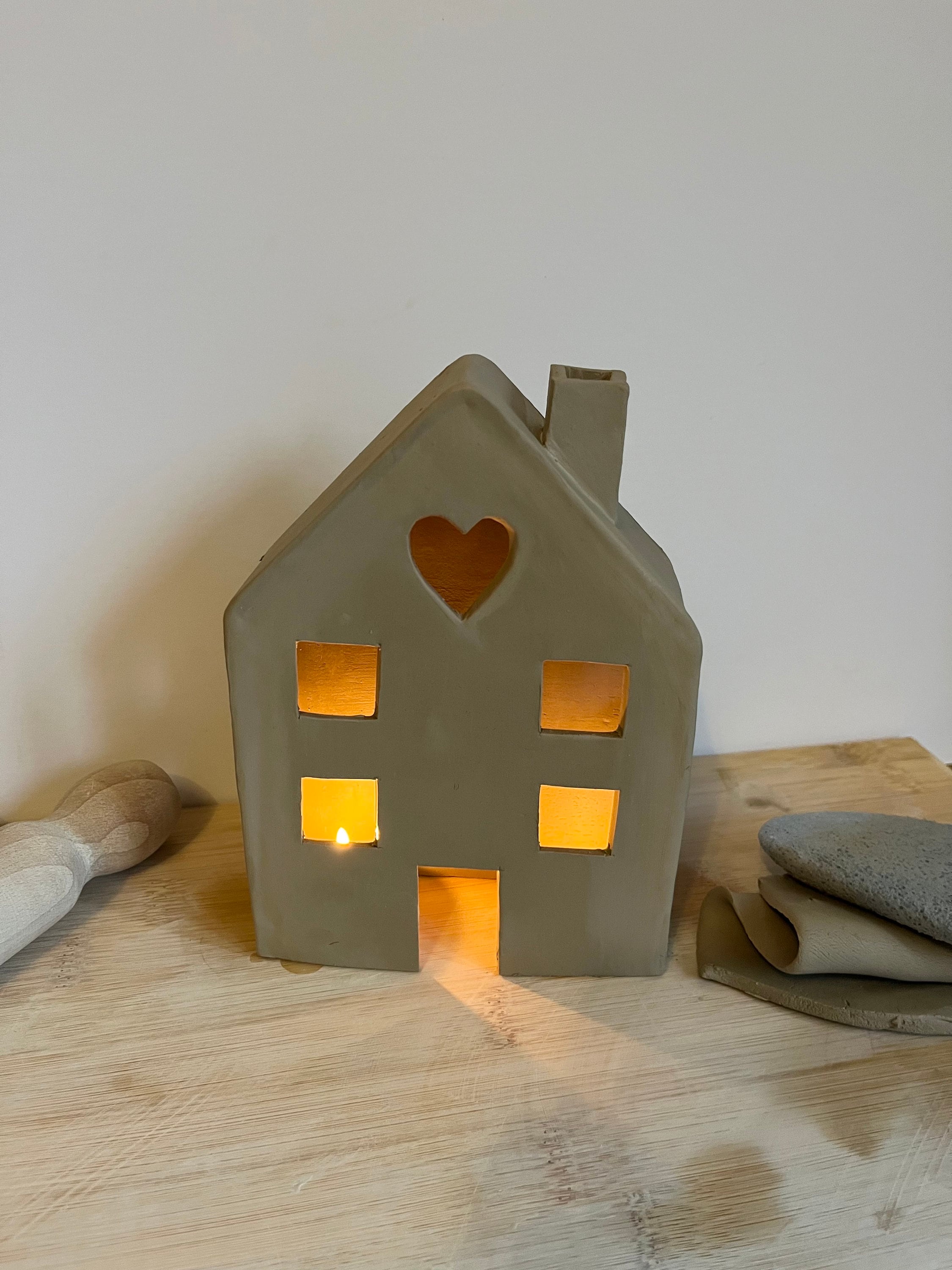 Clay House Template | Pottery House Template | House Tealight Template ...