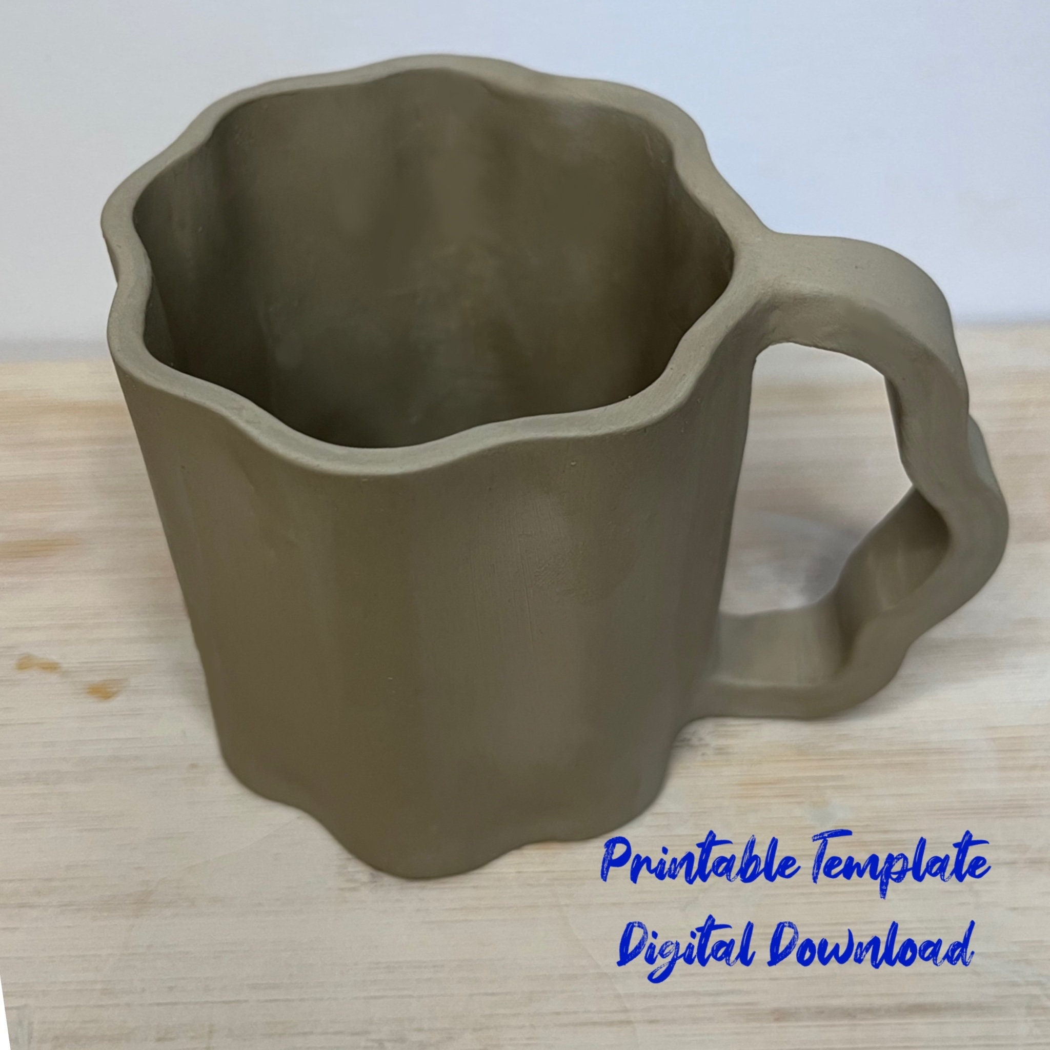 Pottery Wavy Shaped Mug Template | Clay Mug Template | Wavy Mug Slab ...