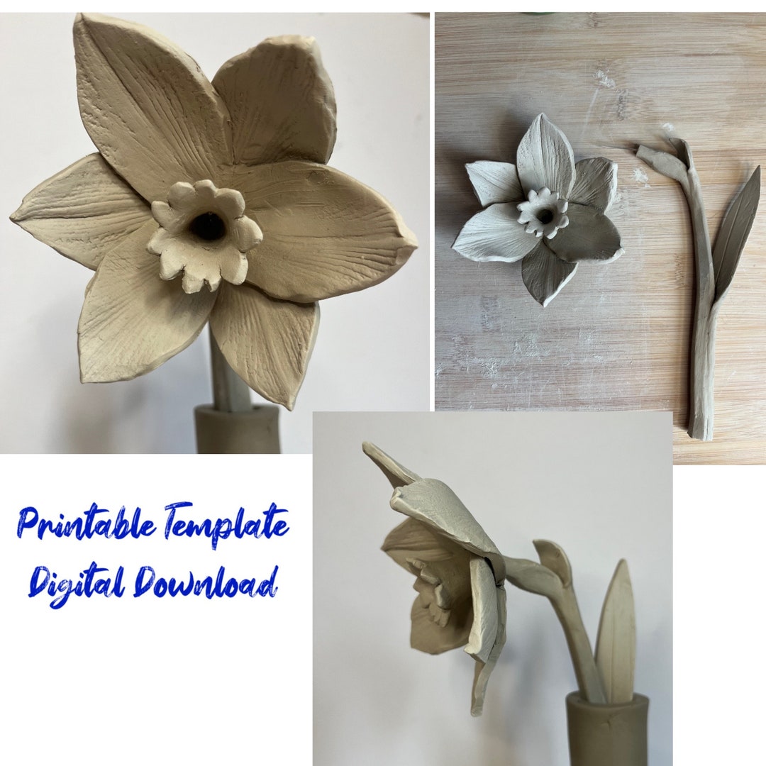 Clay Daffodil Template | Ceramic Daffodil Template | Pottery Daffodil ...