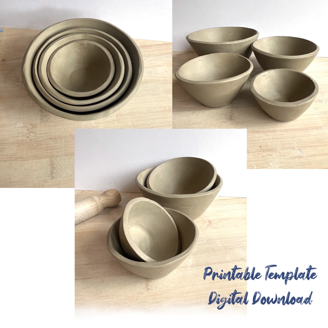 Nest of Bowls Template | Slab Bowl Template | Clay Template | Pottery ...