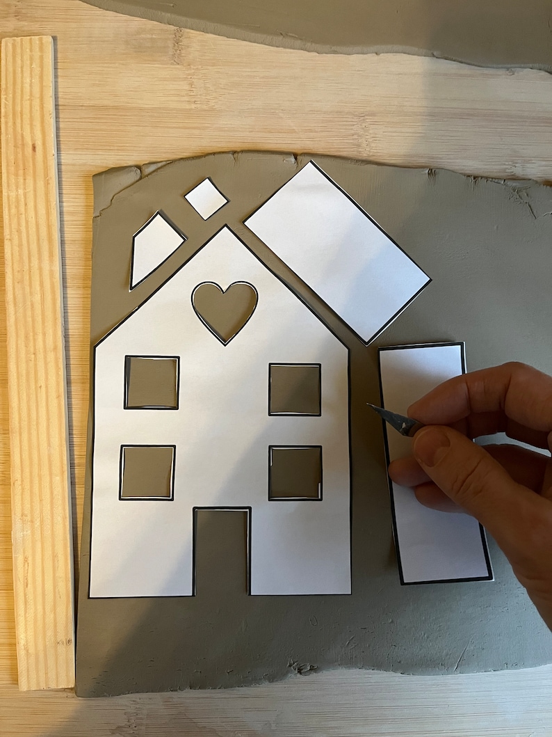 Clay House Template Pottery House Template House Tealight Template Slab ...