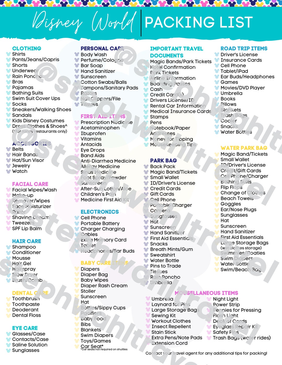 WDW Packing List- Canva Template - Etsy