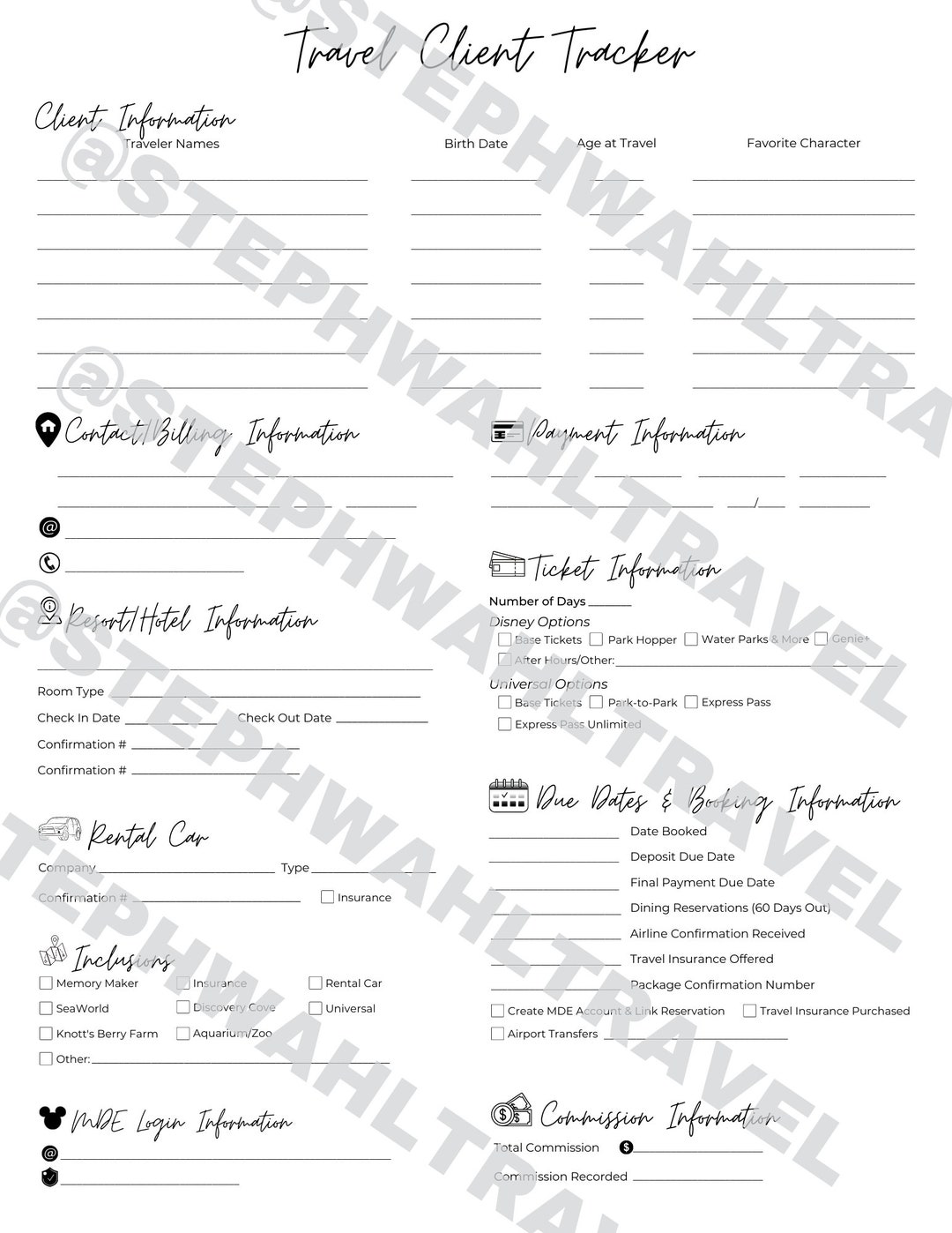 Travel Agent Client Tracker Form Canva Template - Etsy