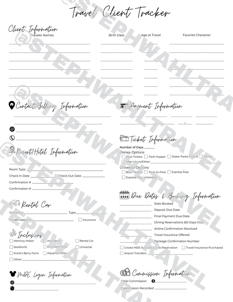 Travel Agent Client Tracker Form Canva Template - Etsy