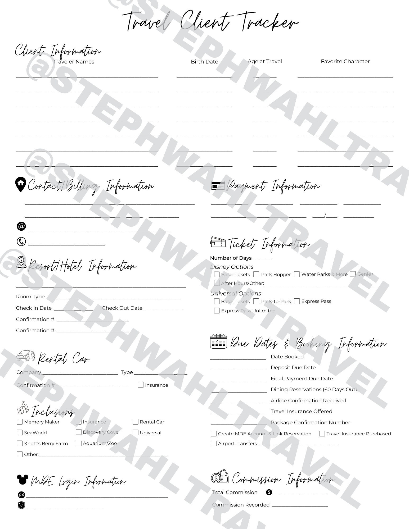 Travel Agent Client Tracker Form Canva Template - Etsy