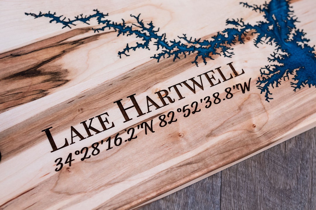 Epoxy Lake Board - Custom Lake Map Art Serving Board for Cottage, Cabin ...