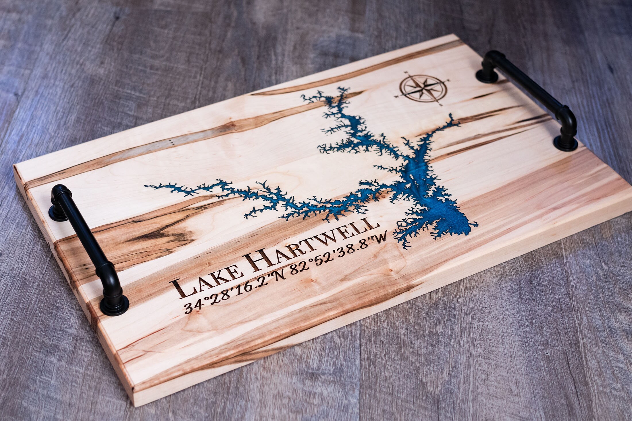 Epoxy Lake Board Custom Lake Map Art Serving Board for Cottage, Cabin ...