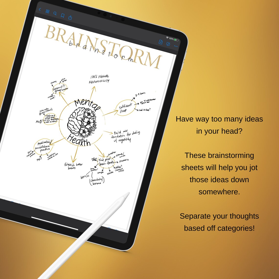 Brainstorming Sheets for Goodnotes and Notability | Digital Download ...