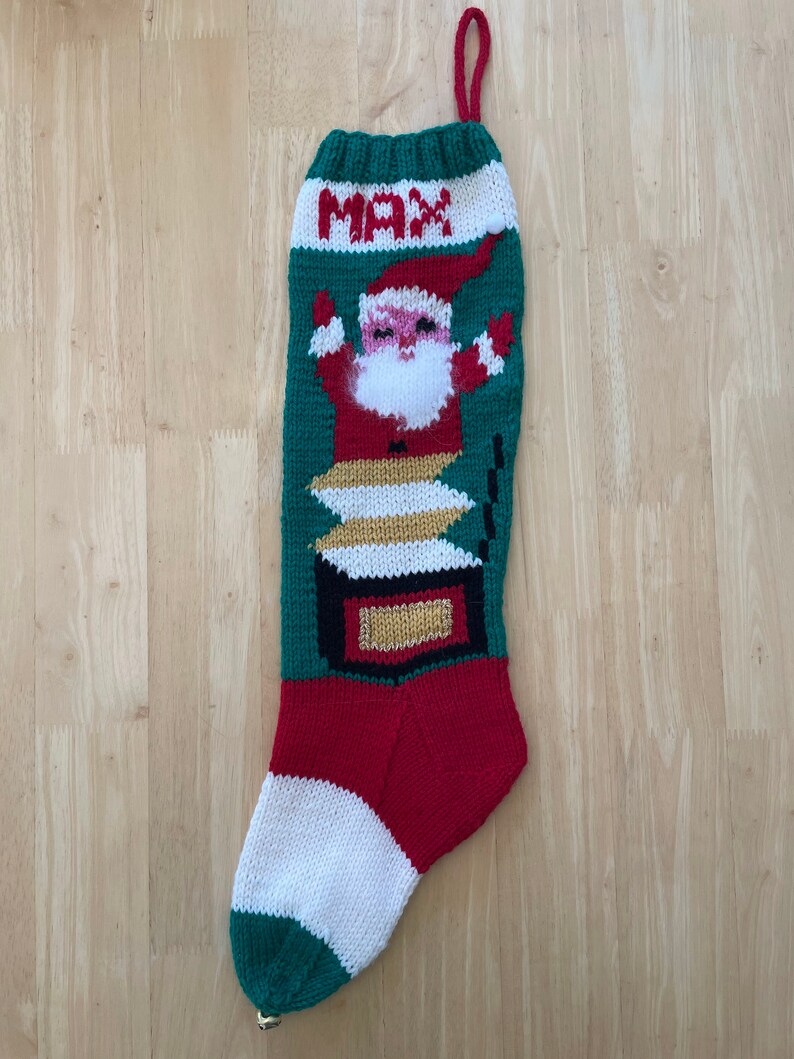 Hand Knit Stocking Santa Jack-in-the-box Two-sided Design - Etsy