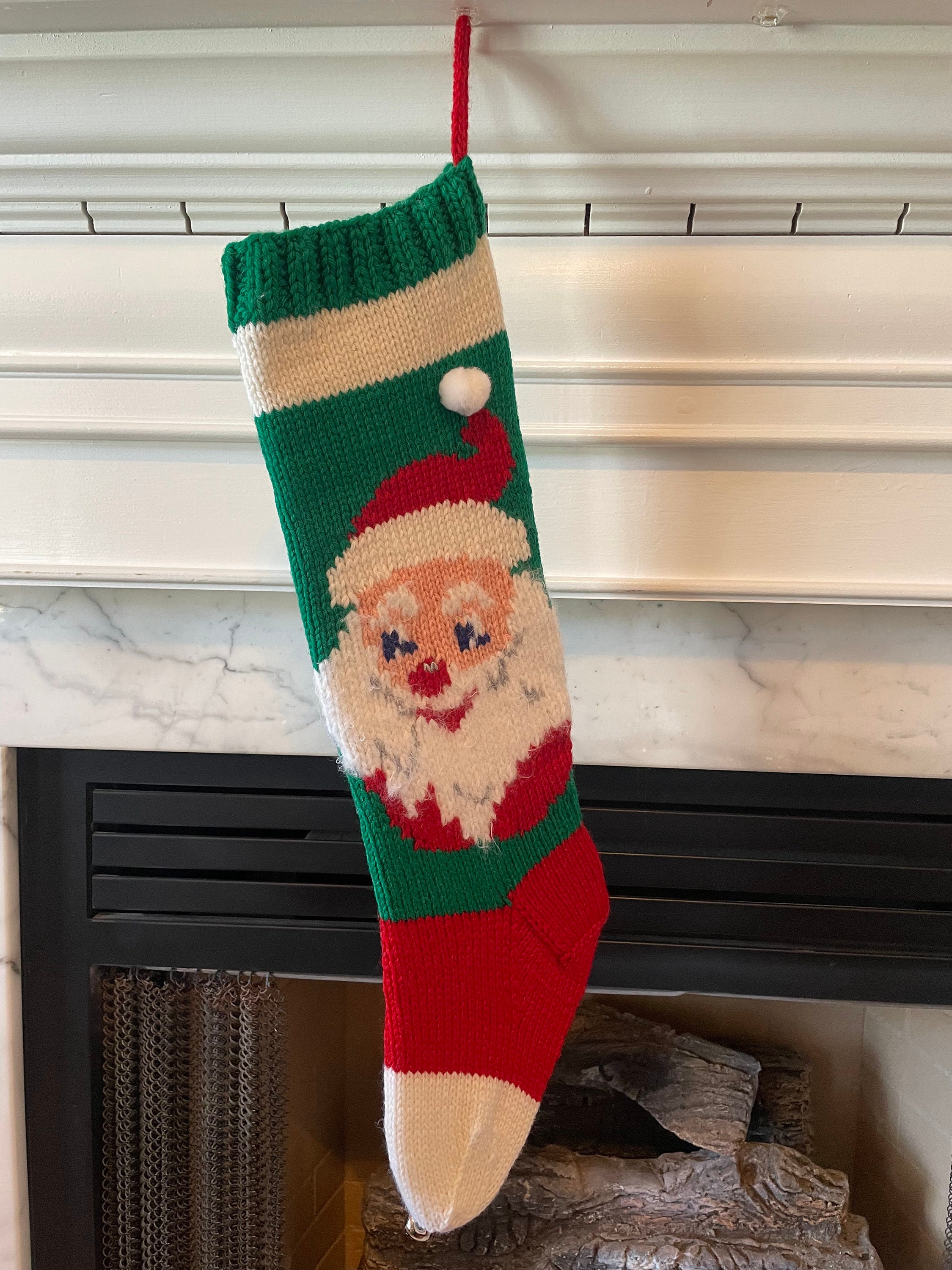 Hand Knit Stocking || Santa's Face - Etsy
