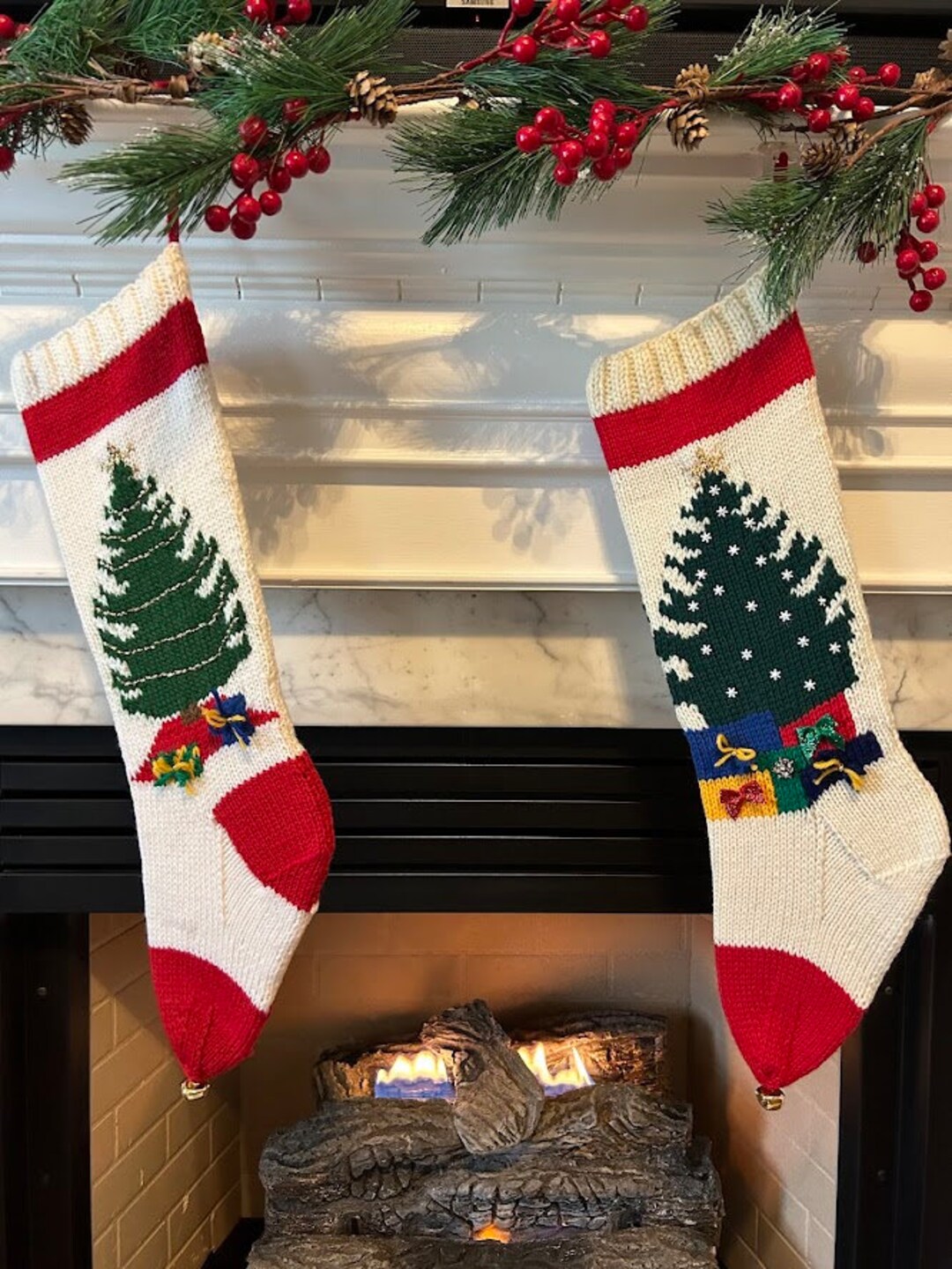 2026_hand Knit Stocking || Christmas Tree ~ One or Two-sided Design - Etsy