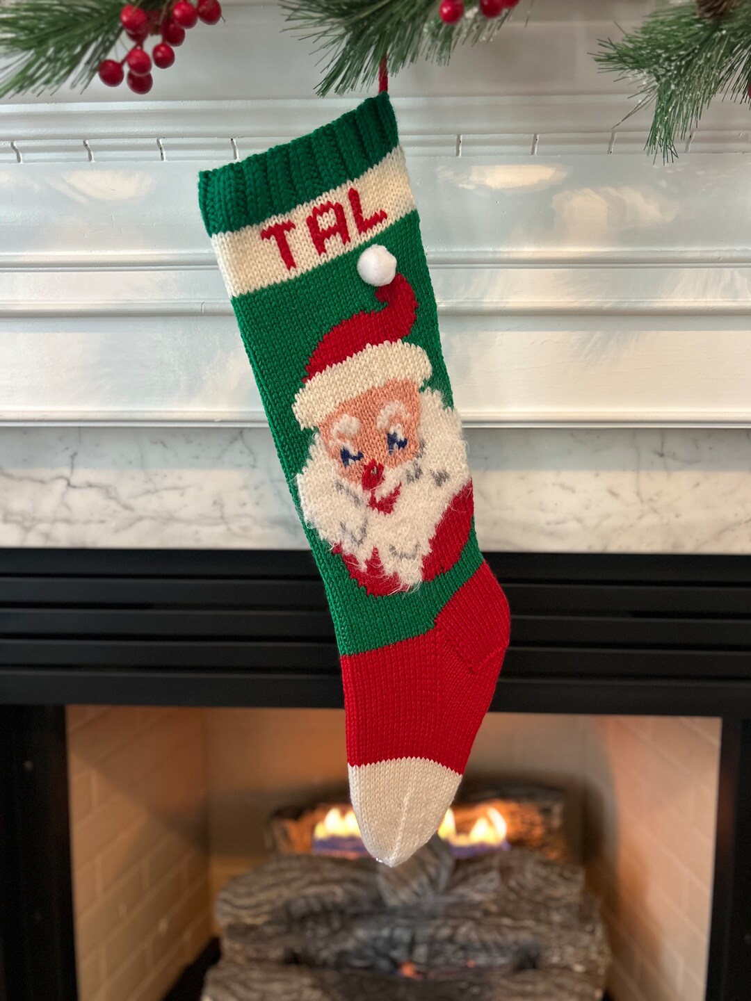 Hand Knit Stocking || Santa's Face - Etsy