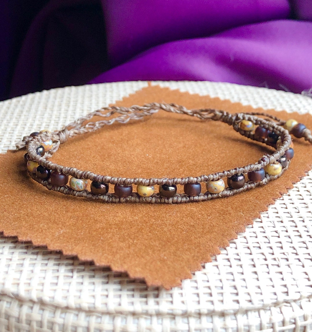 Rustic Style Beaded Friendship Bracelet Natural Earth Tones Handmade ...