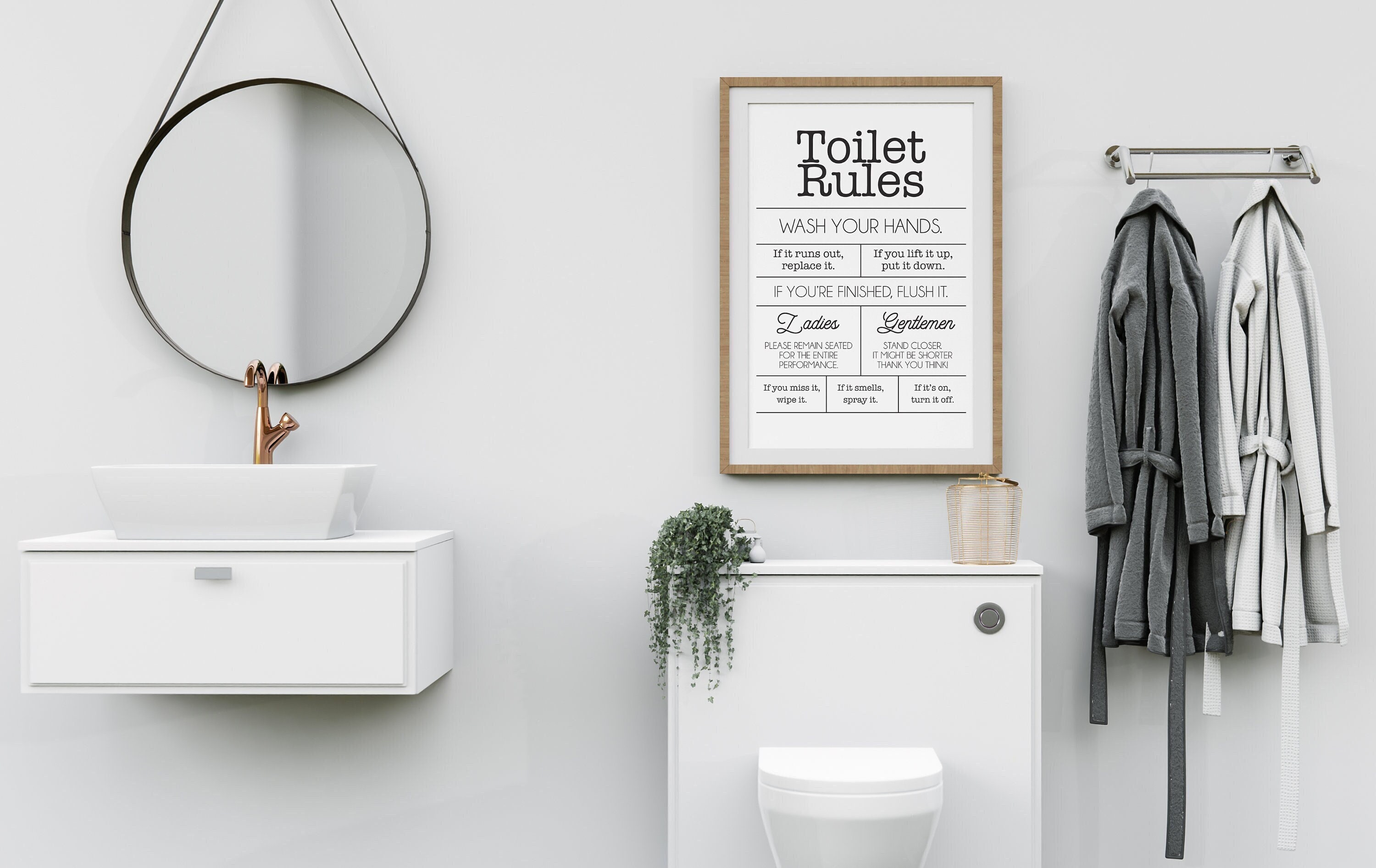 Toilet Rules Funny Bathroom Poster Digital Artwork Digital Poster Print ...