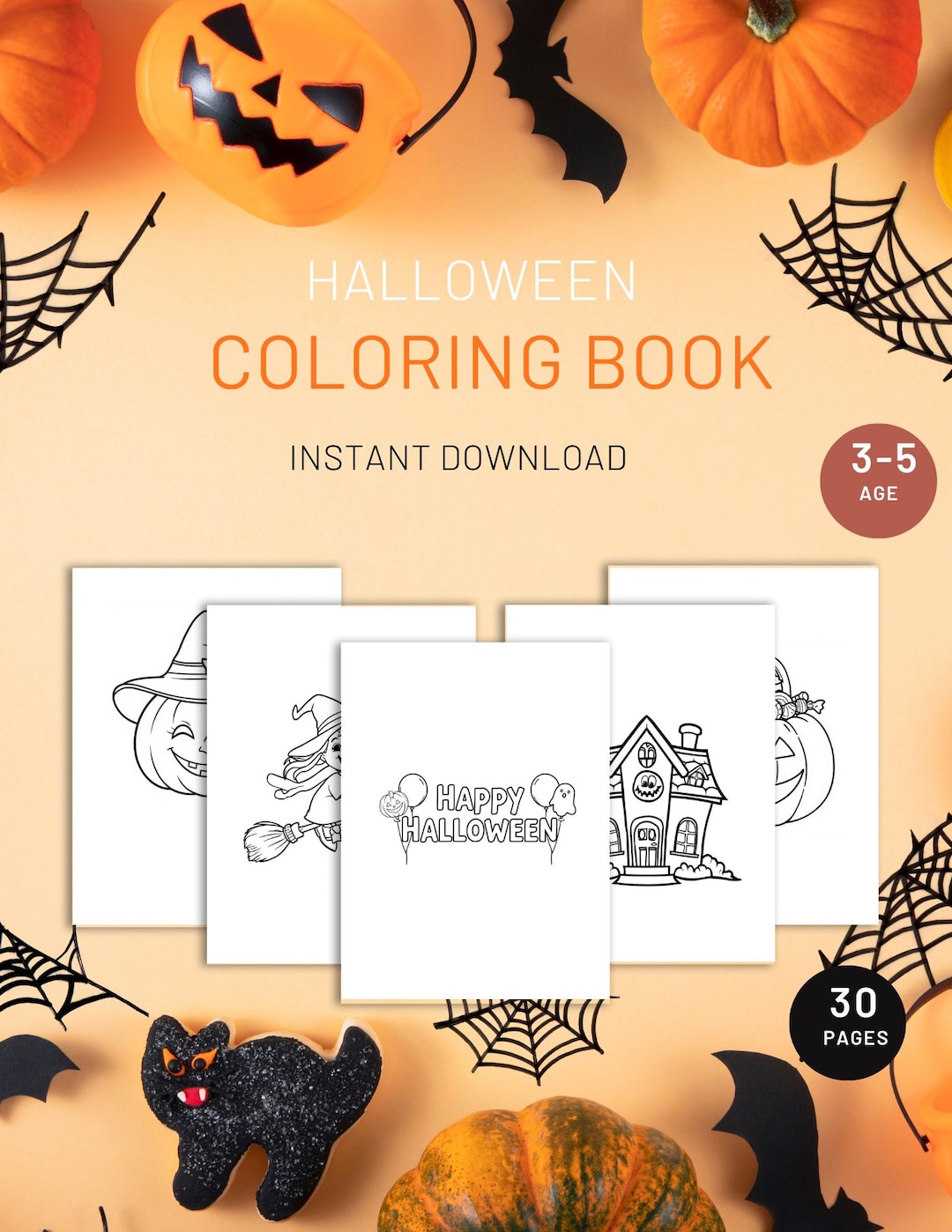 Halloween Coloring & Activity Book: Easy Pumpkin Pages, Ages 3-5 - Etsy