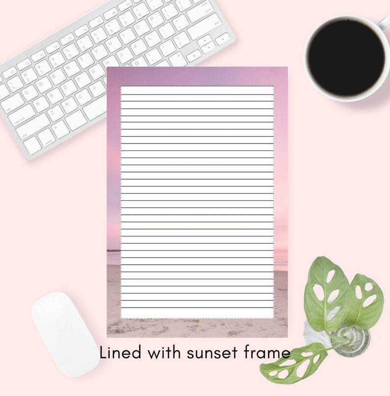 Sunset Writing Paper, Lined & Blank Stationery (digital Download) - Etsy