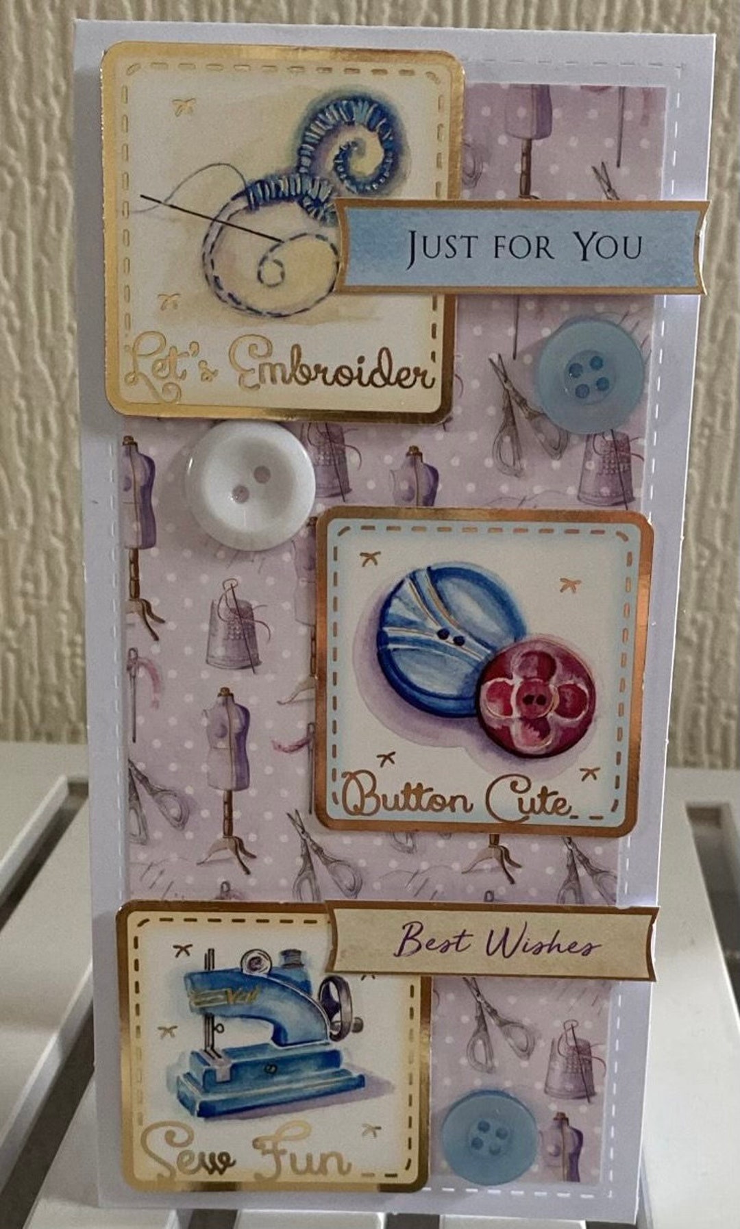 Handmade Birthday Card: Sewing Theme, Just for You - Etsy UK