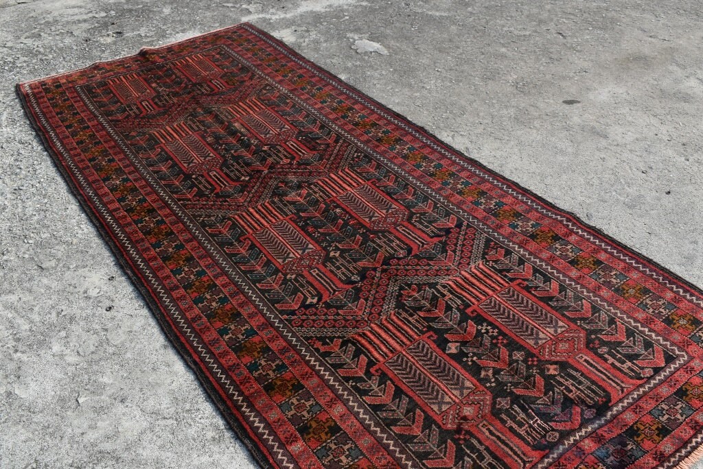 9'2 X 3'2 Ft Red Marinus Runner Rug, Handmade Runner, Home Decor ...