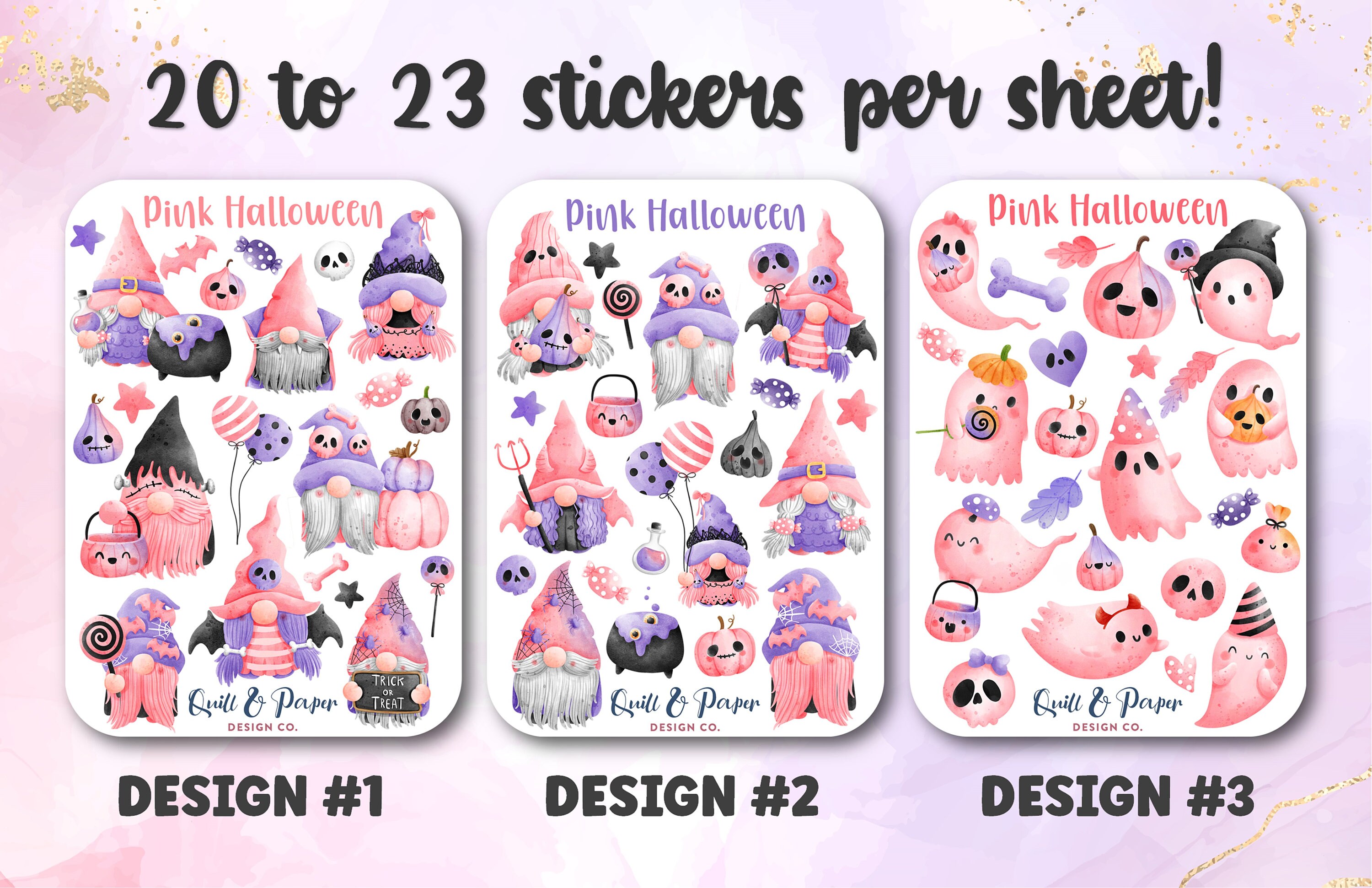 Pink Halloween Sticker Sheets Halloween Gnome Sticker Sets - Etsy
