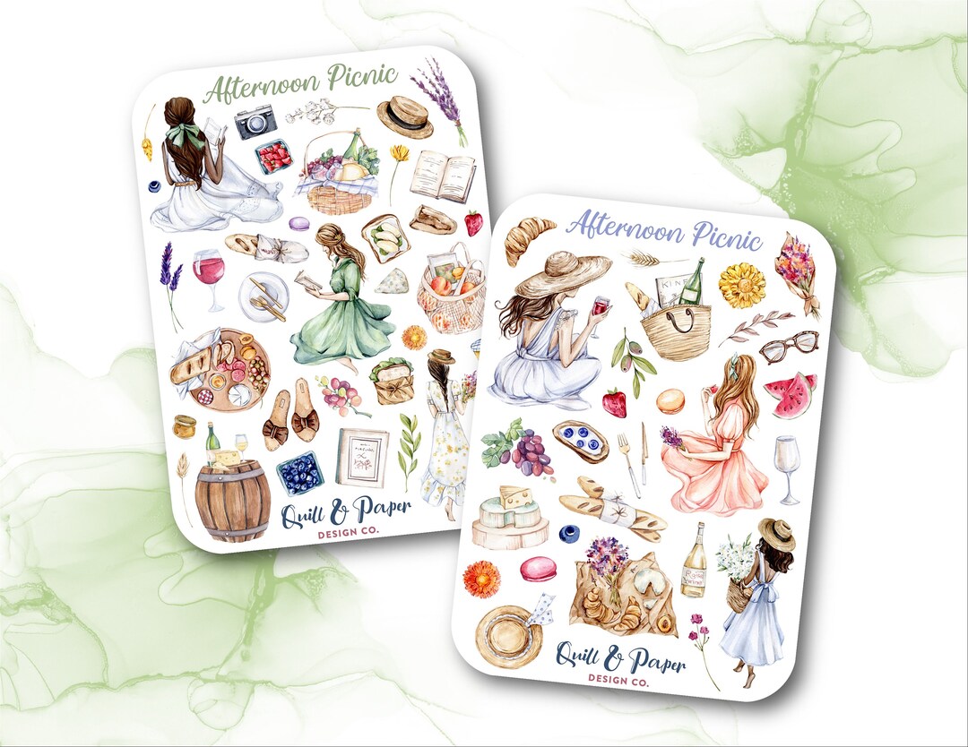 Afternoon Picnic Sticker Sheets, Pretty Planner Stickers, Picnic ...