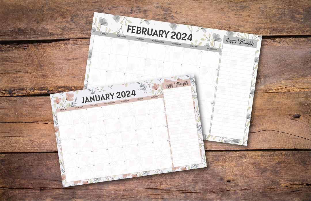 Foliage desktop calendar 2024-2025, Pretty calendar for desk, 11x17 ...