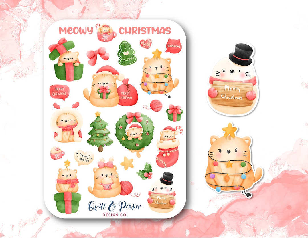 Meowy Christmas Sticker Sheet Kawaii Christmas Stickers Cute - Etsy