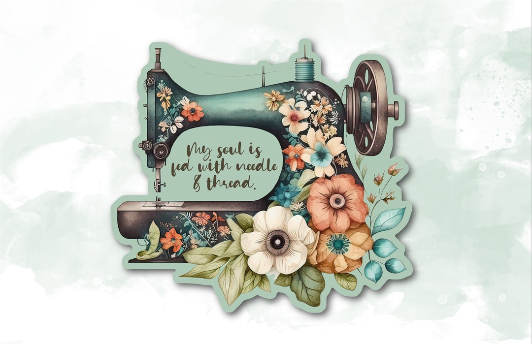 Floral Sewing Machine Vinyl Sticker, Seamstress Gift - Etsy