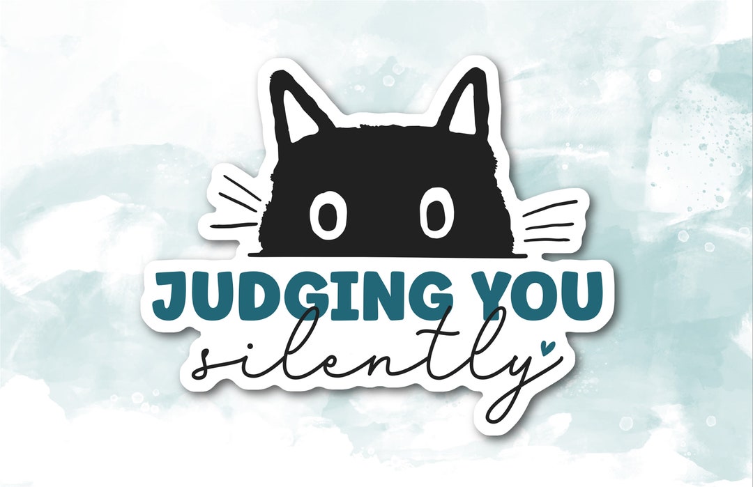 Judgy Cat Vinyl Sticker: Funny Kitty Laptop Decal - Etsy
