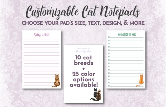 Personalized Cat Notepad Cat Stationery Set Custom Kitty - Etsy