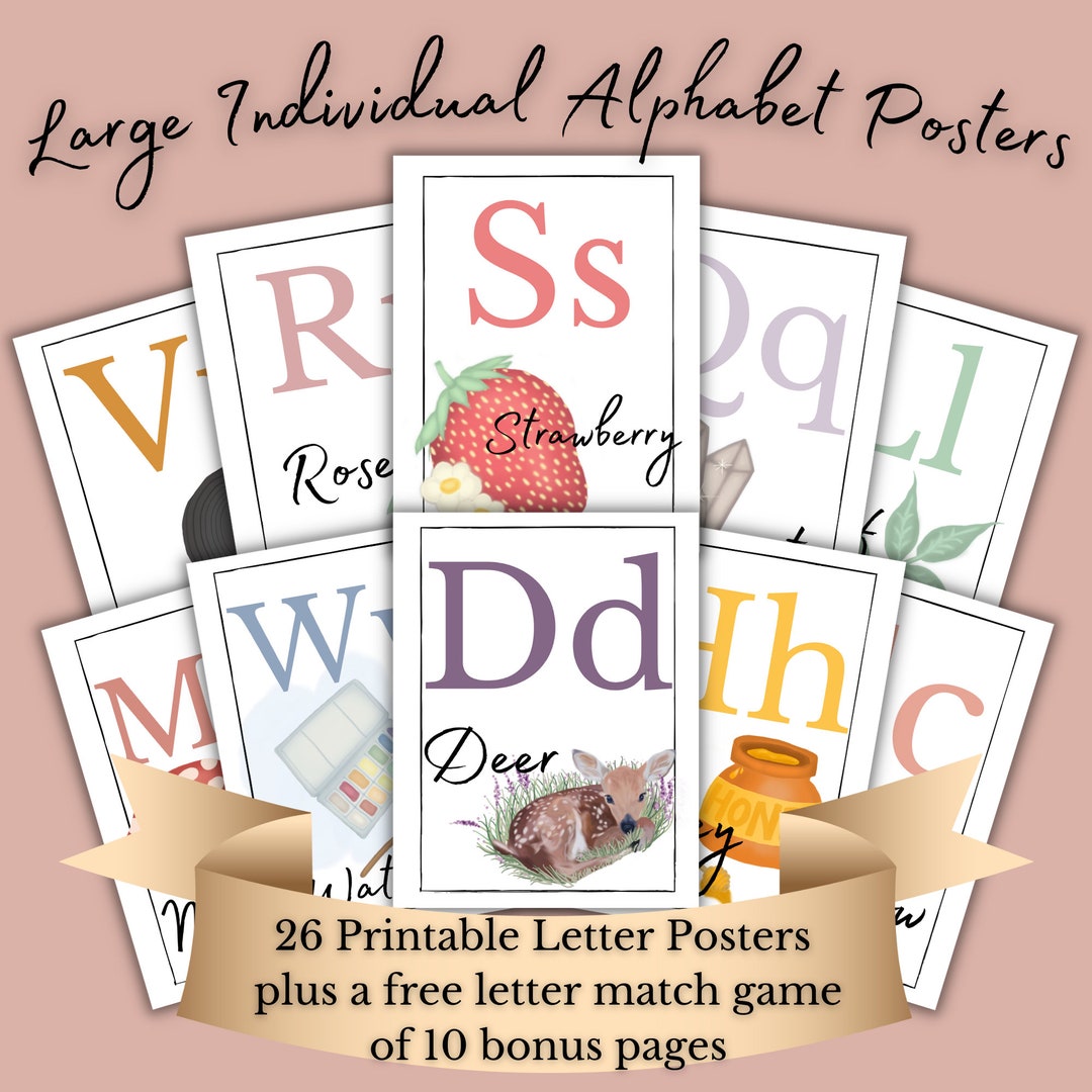 Large Individual Alphabet Classroom Posters - Digital Printables - Etsy