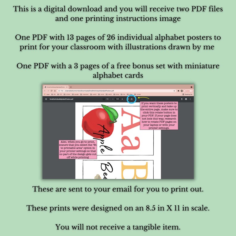 Small Individual Alphabet Classroom Posters Printable - Etsy