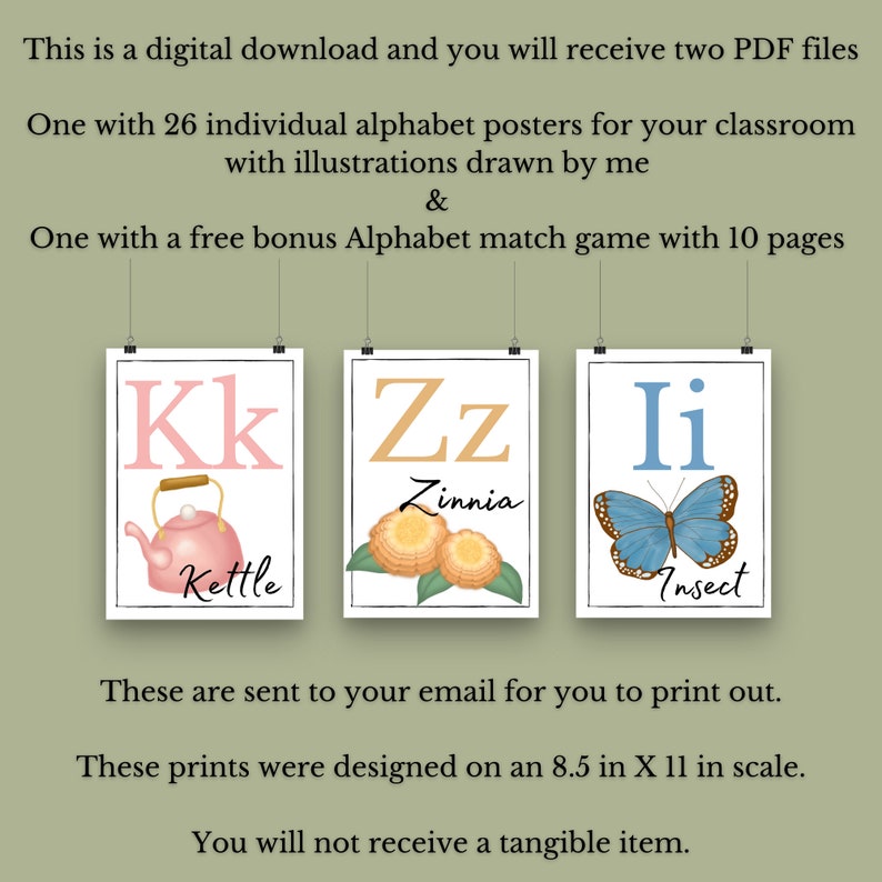 Large Individual Alphabet Classroom Posters - Digital Printables - Etsy