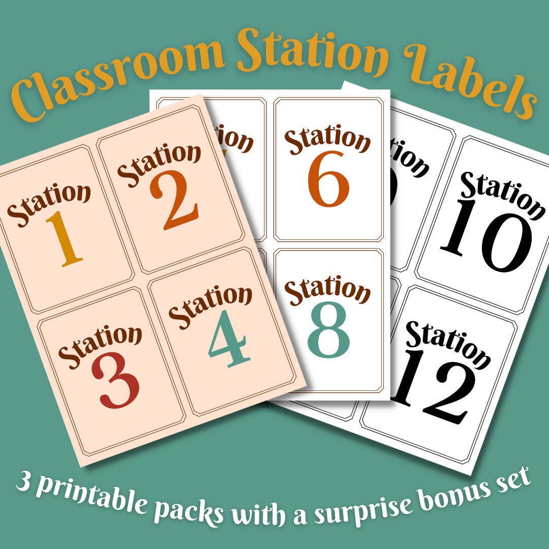 Retro Classroom Station Labels Printable for Teachers - Etsy