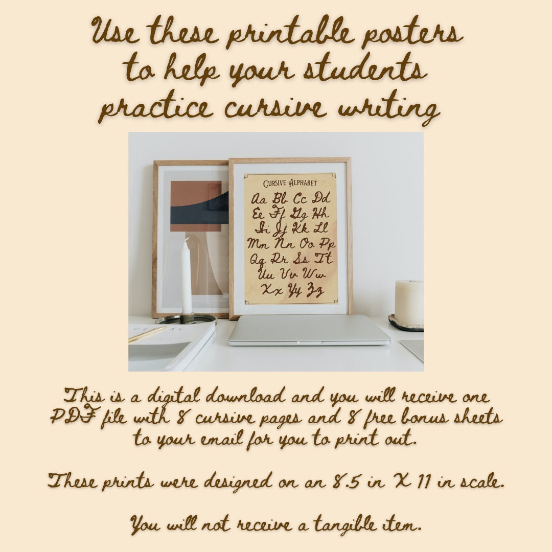 Printable Classroom Cursive Posters and Worksheets for Teachers - Etsy