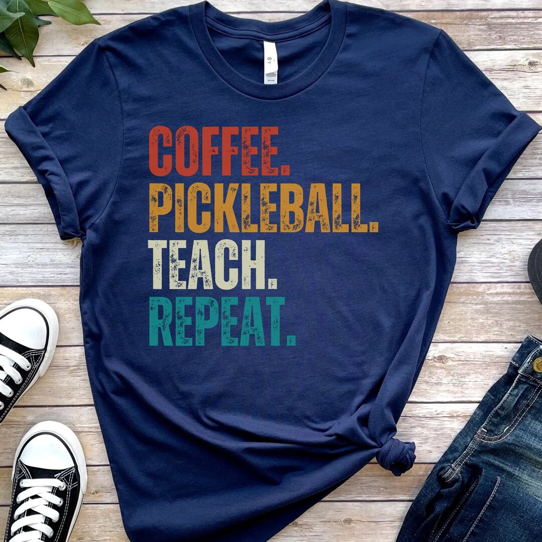 Coffee Pickleball Teacher Shirts / Funny Pickle Ball Tshirt for Grandma ...