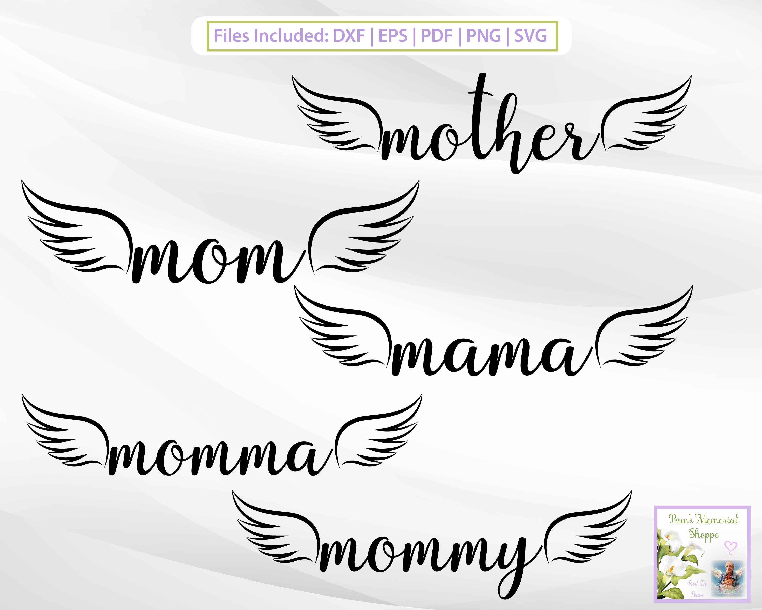 Mom With Angel Wings SVG, Mother Wings, in Loving Memory, Mama and ...