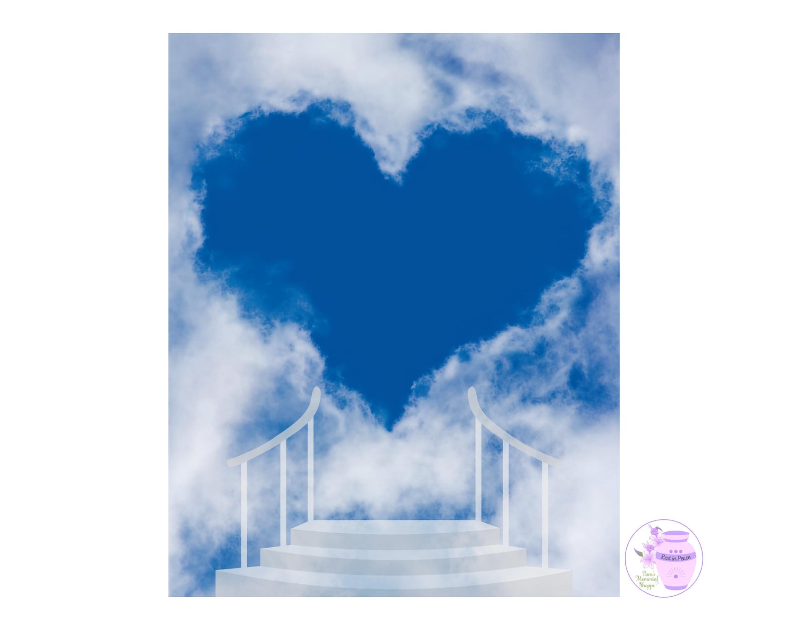 Memorial Background With Heart PNG, Sky and Stairs, in Loving Memory ...
