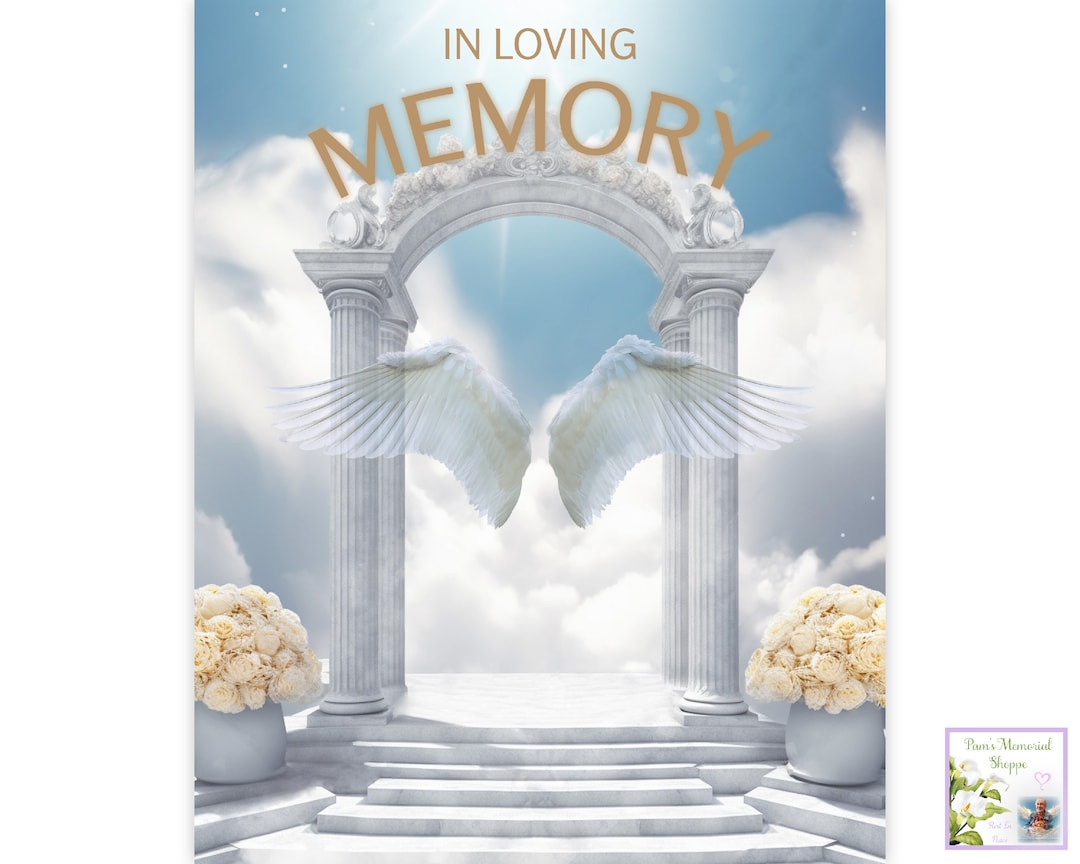 In Loving Memory PNG, Heavens Gate, Cloudy Sky Memorial Background ...